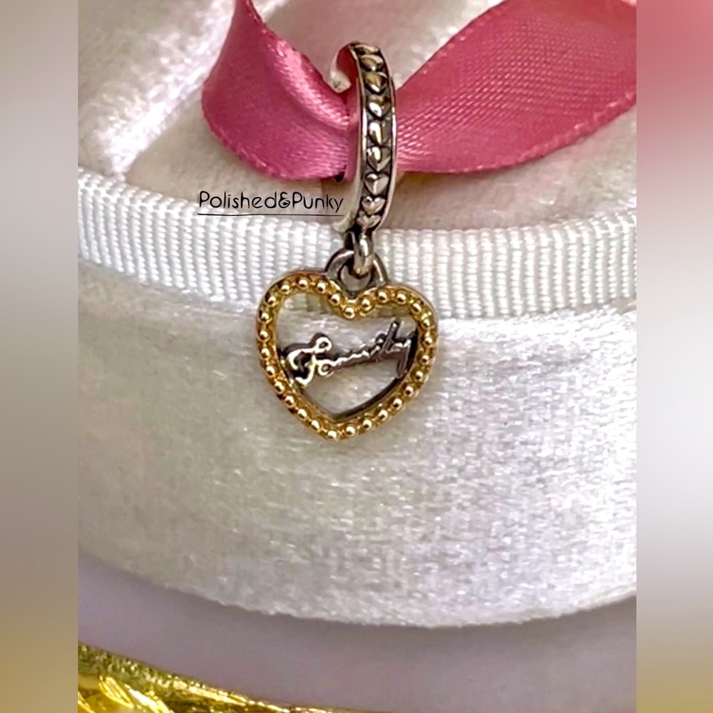 Pandora Charm 14kt Gold And 925 Script Heart ~ Retire… - Gem